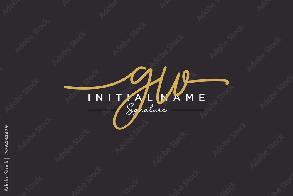 Initial GW signature logo template vector. Hand drawn Calligraphy ...