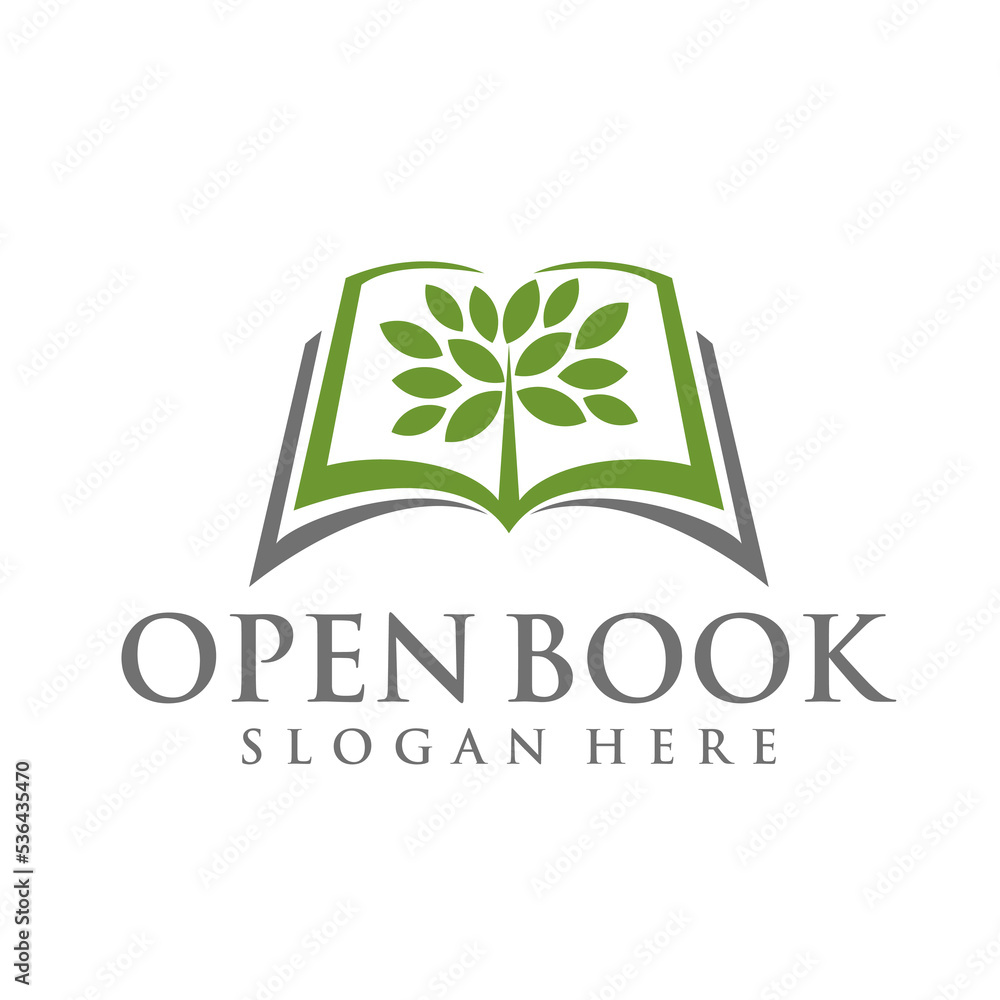 Open book logo design template vector illustration Stock Vector | Adobe ...