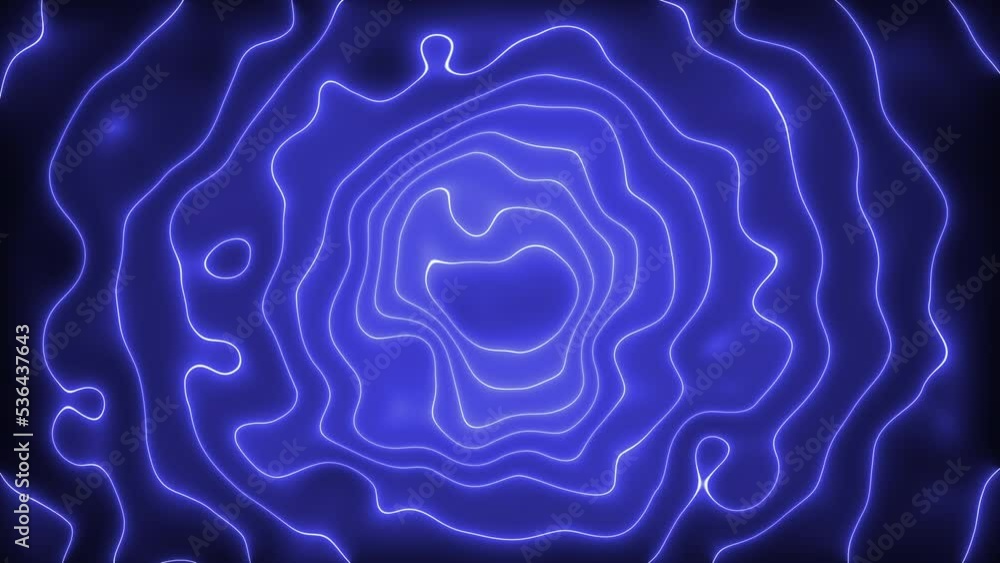 Abstract neon blue wavy lines motion design background. Seamless loop ...