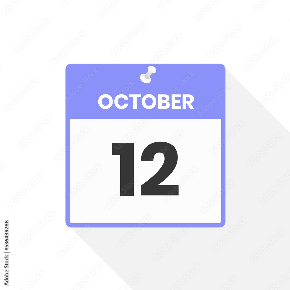 October 12 calendar icon. Date, Month calendar icon vector illustration ...