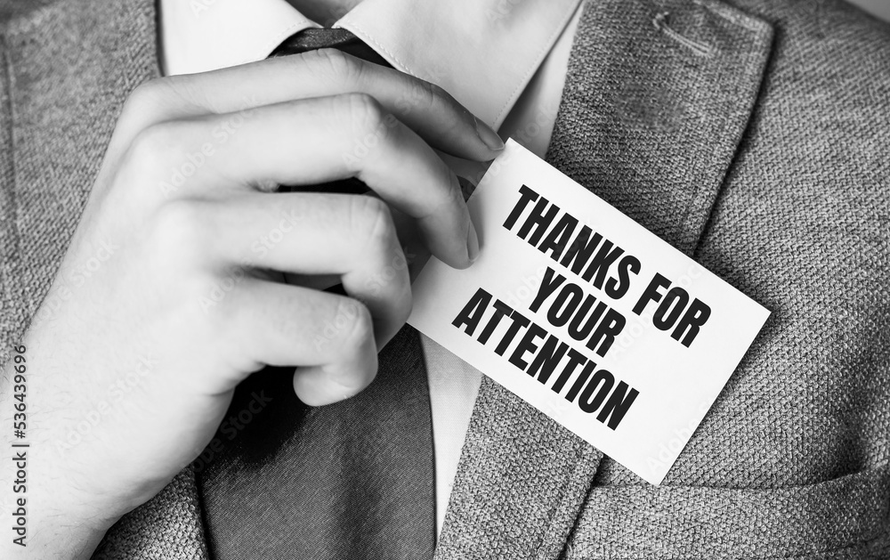 Thank You For Your Attention text on business card Stock Photo | Adobe ...