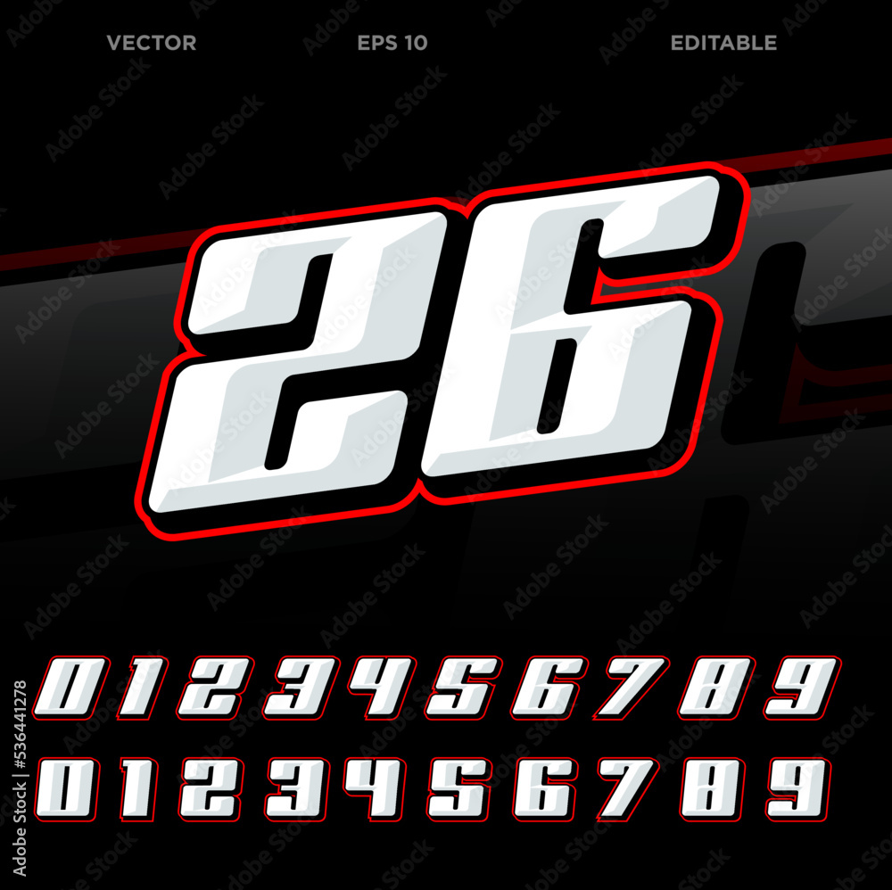 Racing number effect designs Stock Vector | Adobe Stock