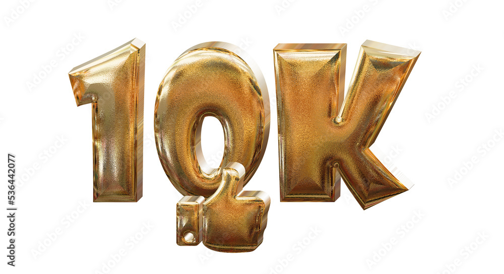 3d illustration 10 k gold number png Stock Illustration | Adobe Stock