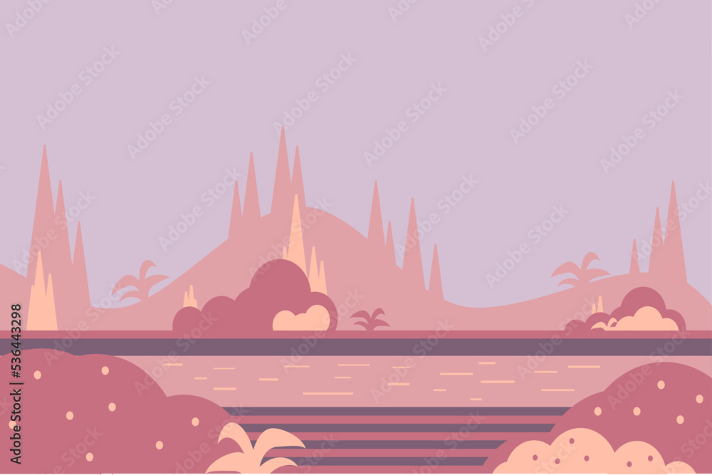 Fabulously beautiful forest landscape for the game. Illustration of a ...