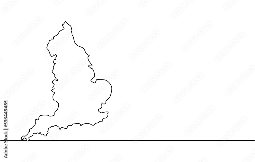 Continuous line drawing of England map. Transparent background map for ...