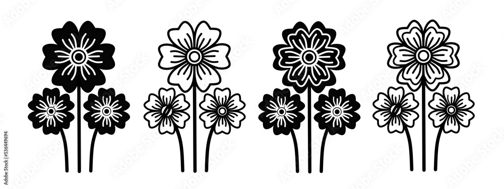 Set of flower icons. Modern simple flower. Natural collection of cute ...