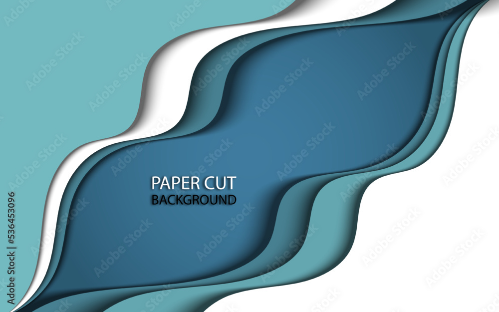 paper cut background absract blue color with simple shapes. Modern ...