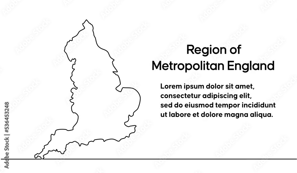 Vecteur Stock Continuous line drawing of England map. white background ...