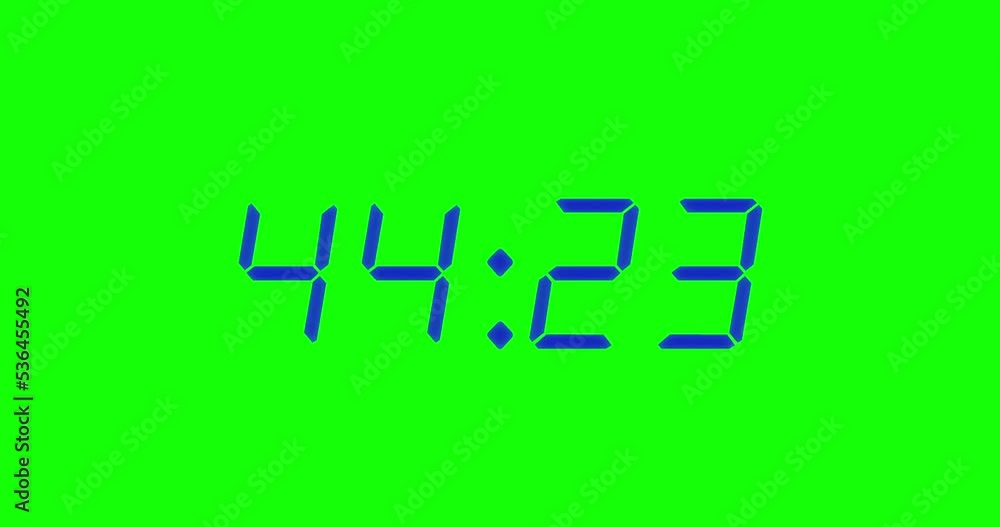 Simple 50 seconds digital alarm clock countdown timer. Navy blue digits ...