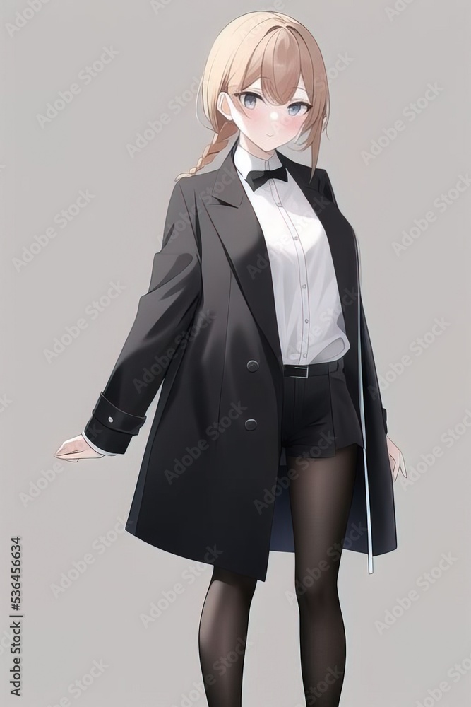 Anime Girl Wearing Formal Outfit Generative Ai Technology Stock Illustration Adobe Stock