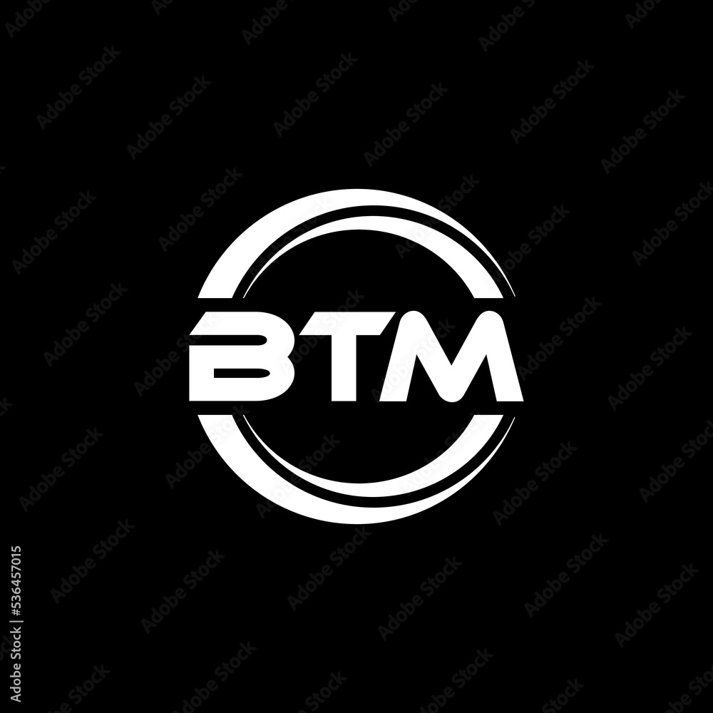 BTM letter logo design with black background in illustrator, vector ...