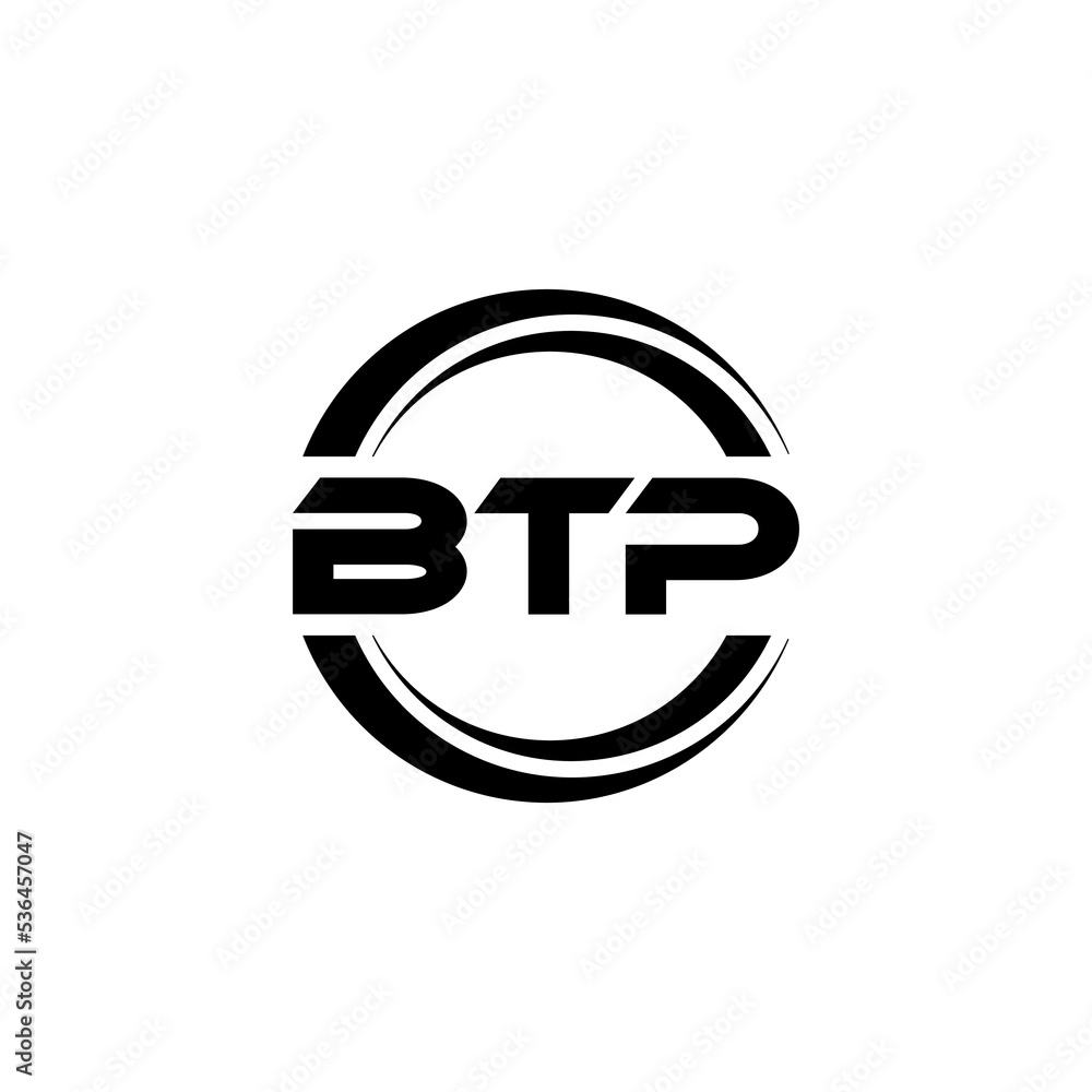 Vecteur Stock BTP letter logo design with white background in ...
