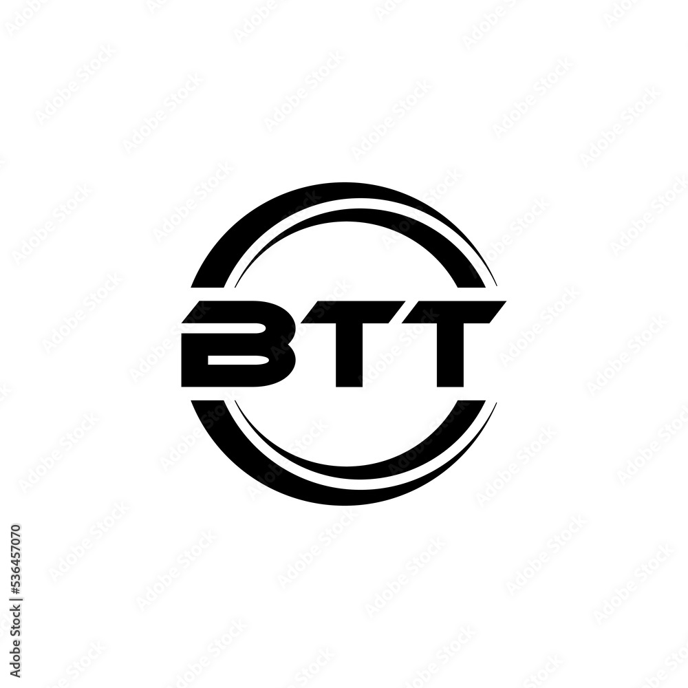 BTT letter logo design with white background in illustrator, vector ...