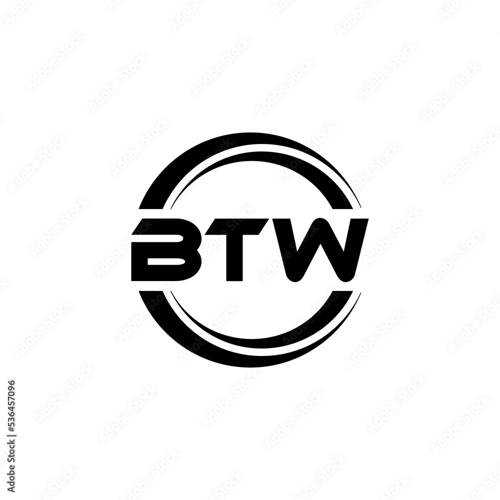 BTW letter logo design with white background in illustrator, vector ...