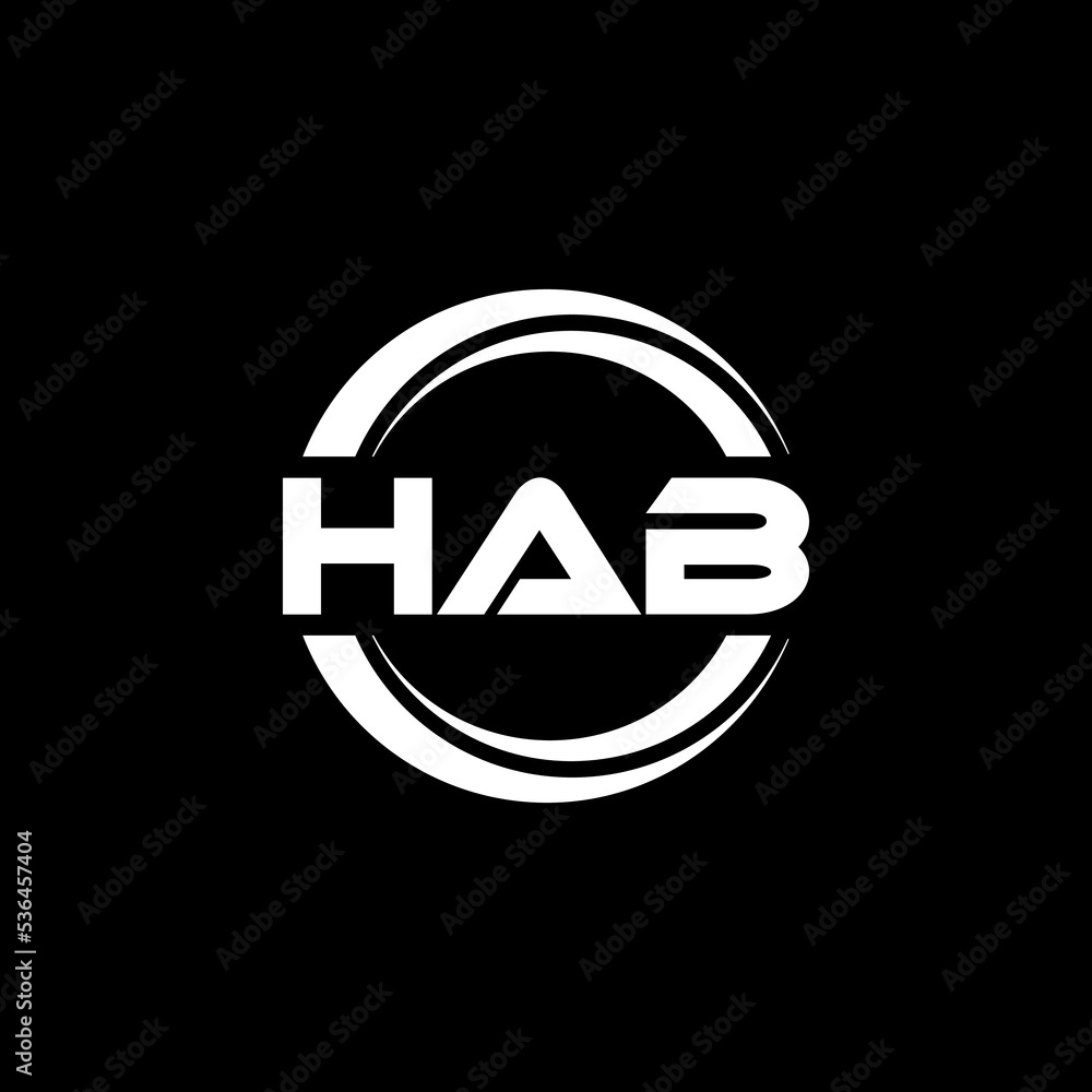 Vetor do Stock: HAB letter logo design with black background in ...