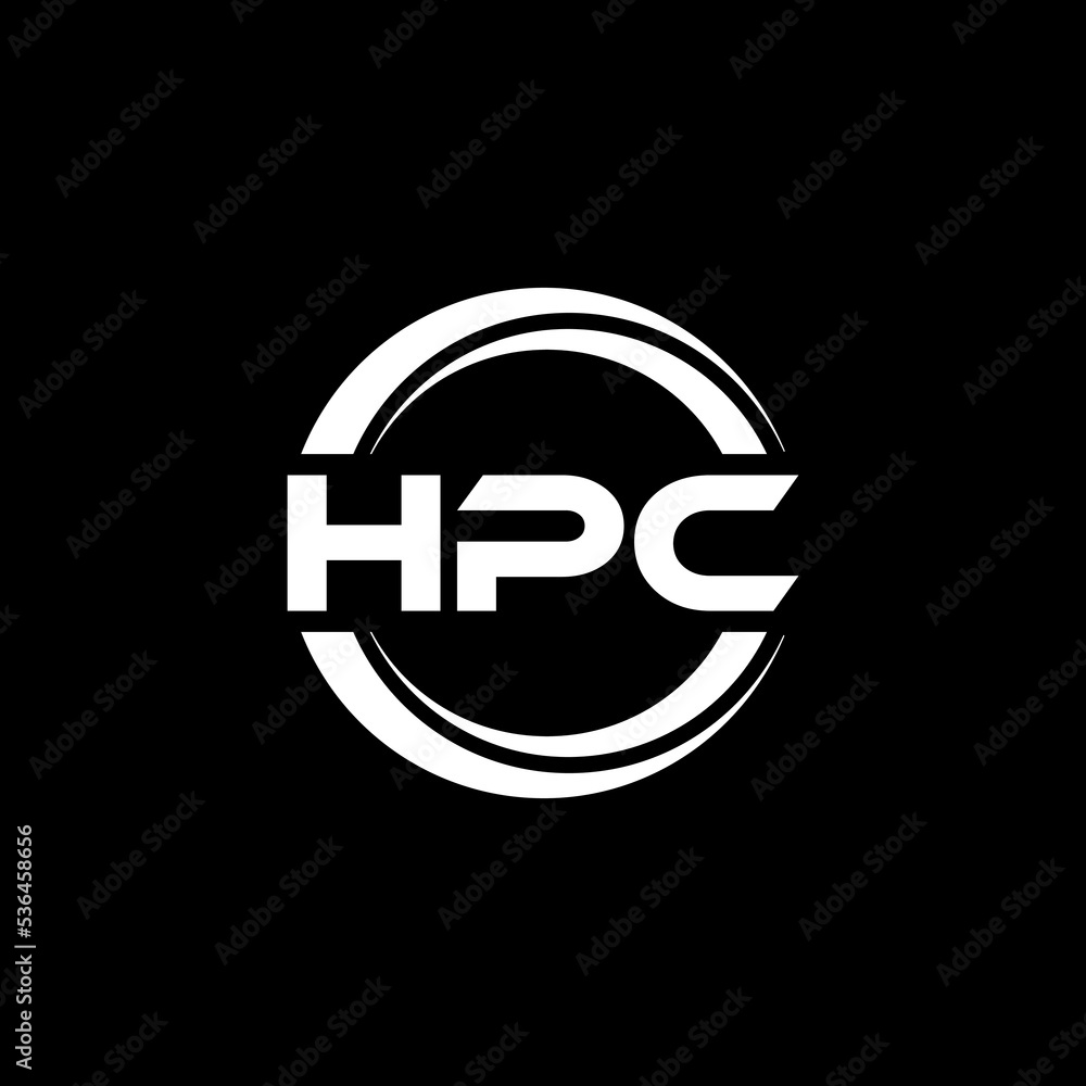 HPC letter logo design with black background in illustrator, vector ...