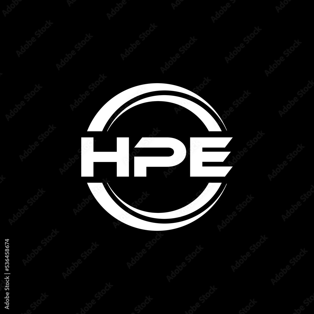 HPE letter logo design with black background in illustrator, vector ...