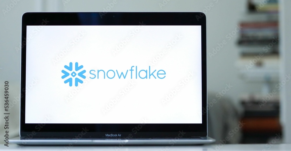Logo of Snowflake, an American data cloud company offering data storage ...