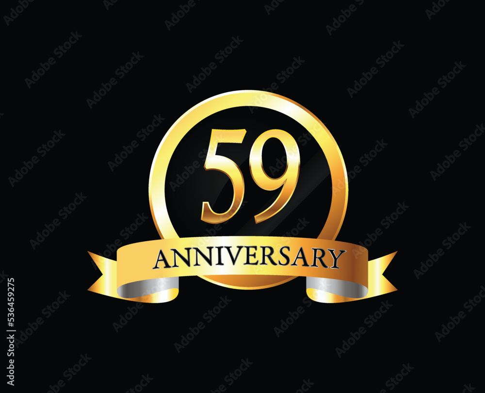 59 Year Anniversary celebration Vector Design with ring and ribbon ...