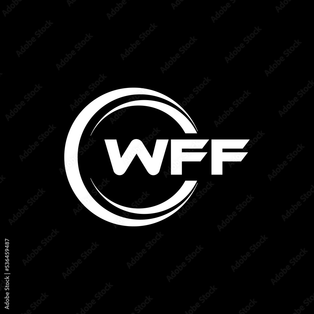 WFF letter logo design with black background in illustrator, cube logo ...