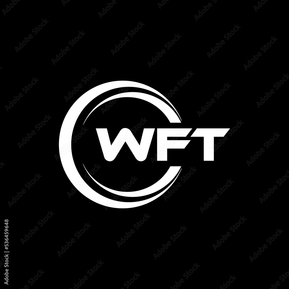 WFT letter logo design with black background in illustrator, cube logo ...