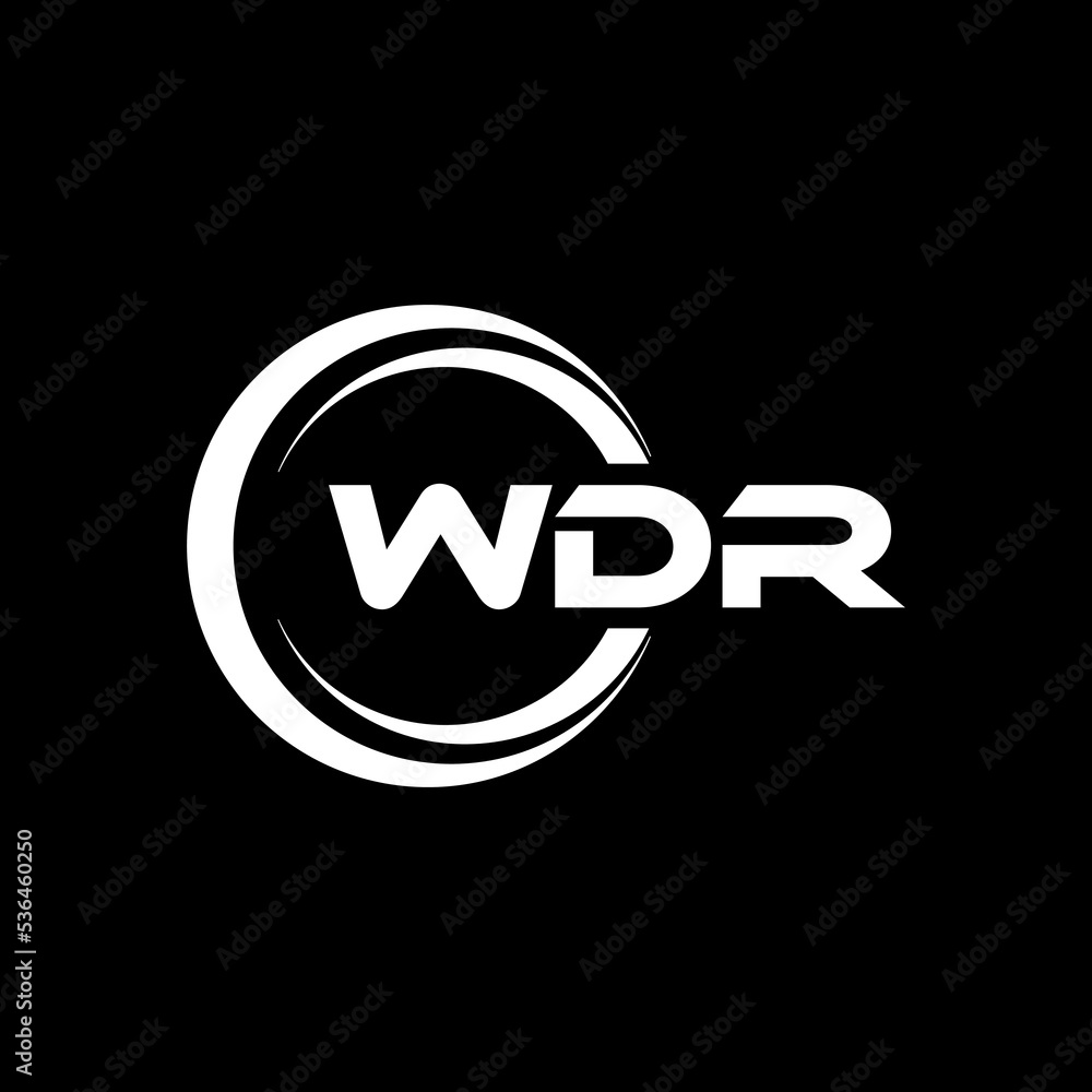 WDR letter logo design with black background in illustrator, cube logo ...