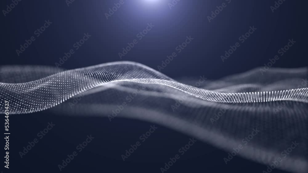 Video Stock Beautiful flowing wave particles technology background, 3d ...