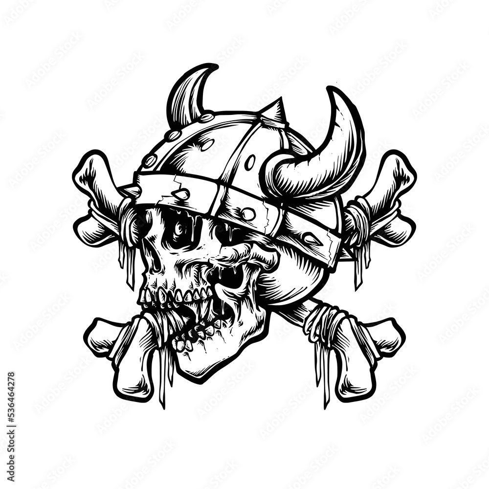 viking skull warrior drawing illustration Stock Vector | Adobe Stock