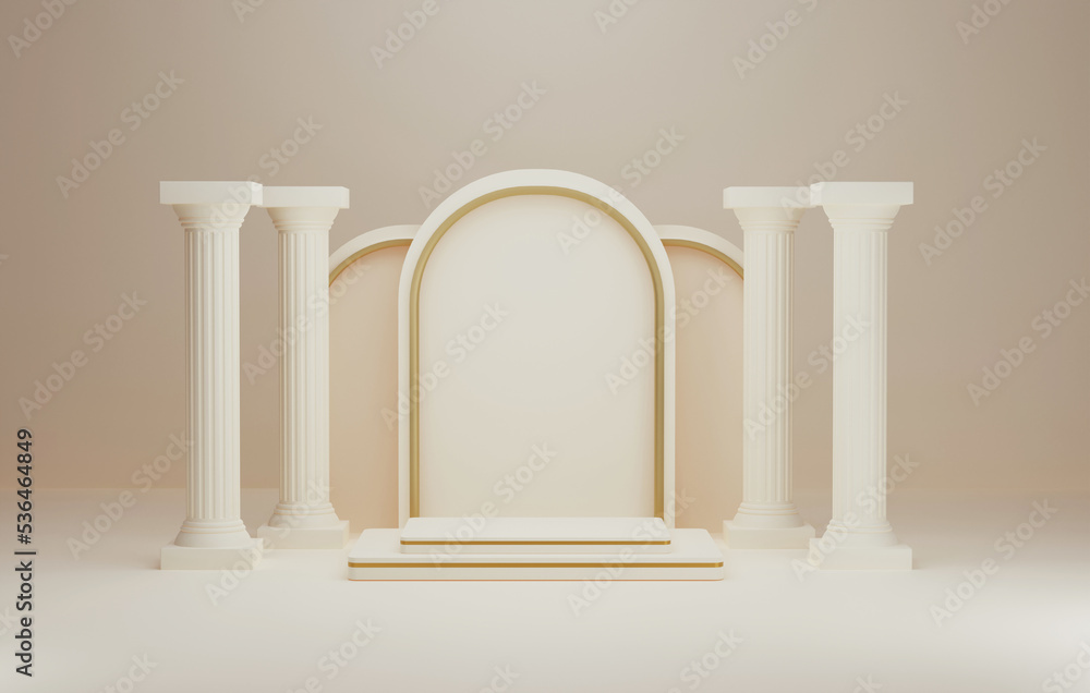 Ancient Greek style pillar podium pastel cream color background Stock ...