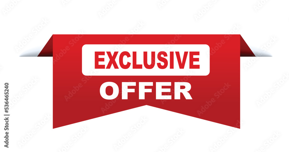 Exclusive Offer vector illustration. Red vector banner Exclusive Offer ...