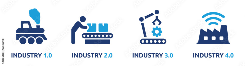 4th Industrial revolution icon set. Industry 4.0, containing ...