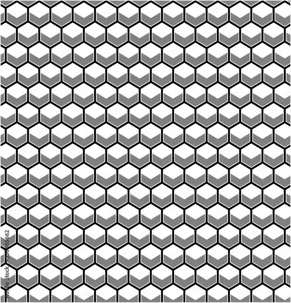 3D honeycomb seamless pattern grid perspective texture and geometric ...