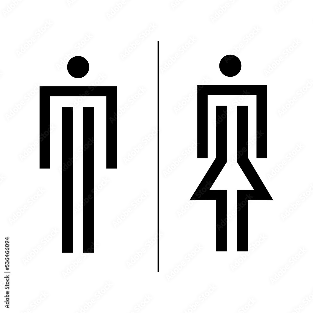 Vector sign of male or female restroom or bathroom icon. Pictograms or ...