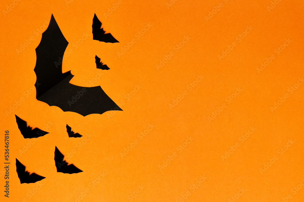 Halloween symbol concept, Silhouette of flying horror big black bat on ...