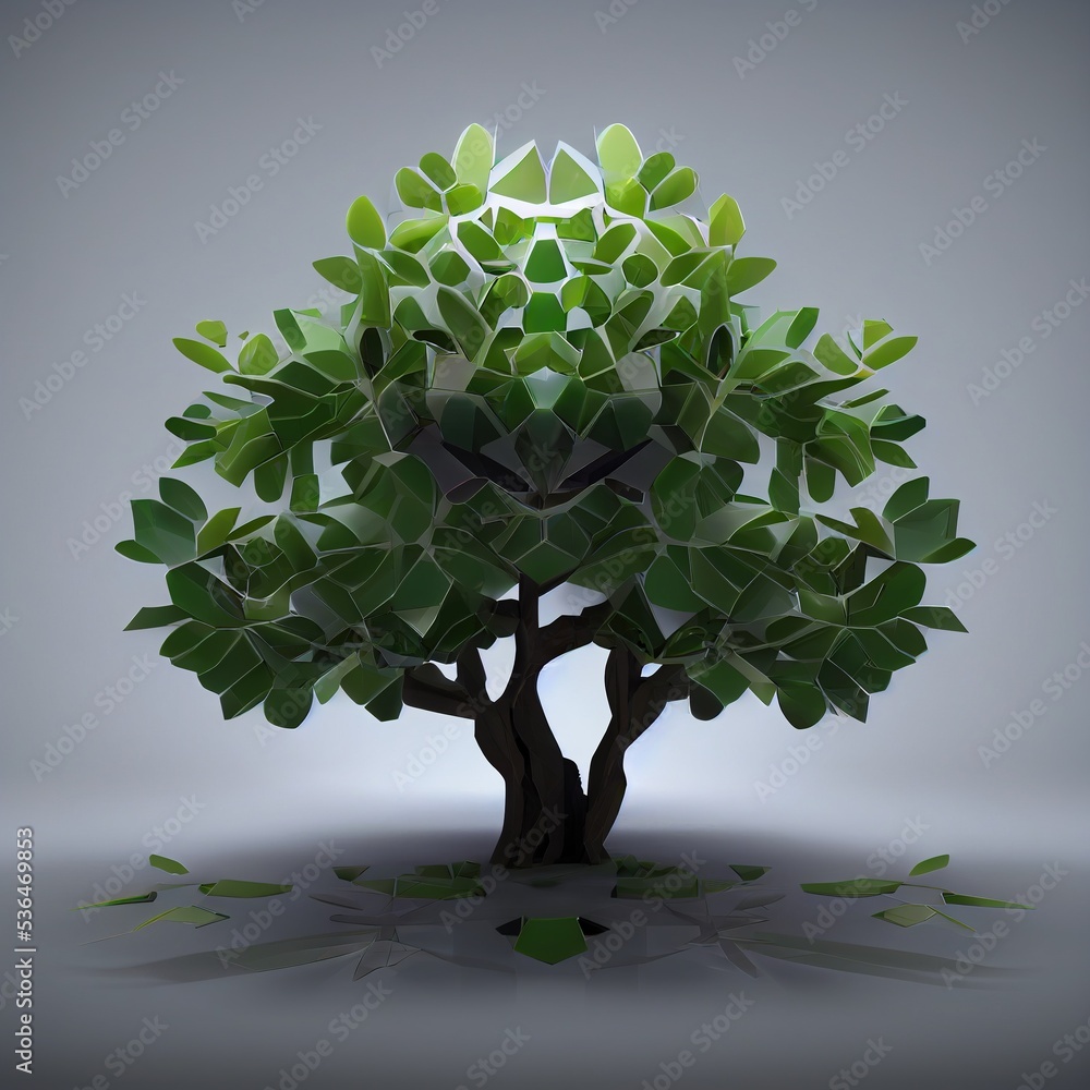 Green investment tree standing at green studio background realistic art ...