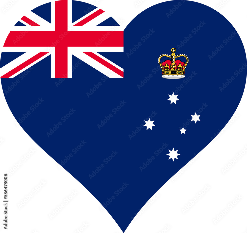 Victoria Australia Heart Flag. Vic Australian Love Shape State Flag ...
