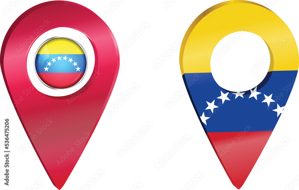 Destination pin icon with Venezuela flag.Location red map marker Stock ...