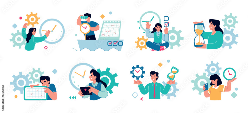 Time management. Business people schedule. Task organize. Planner and ...