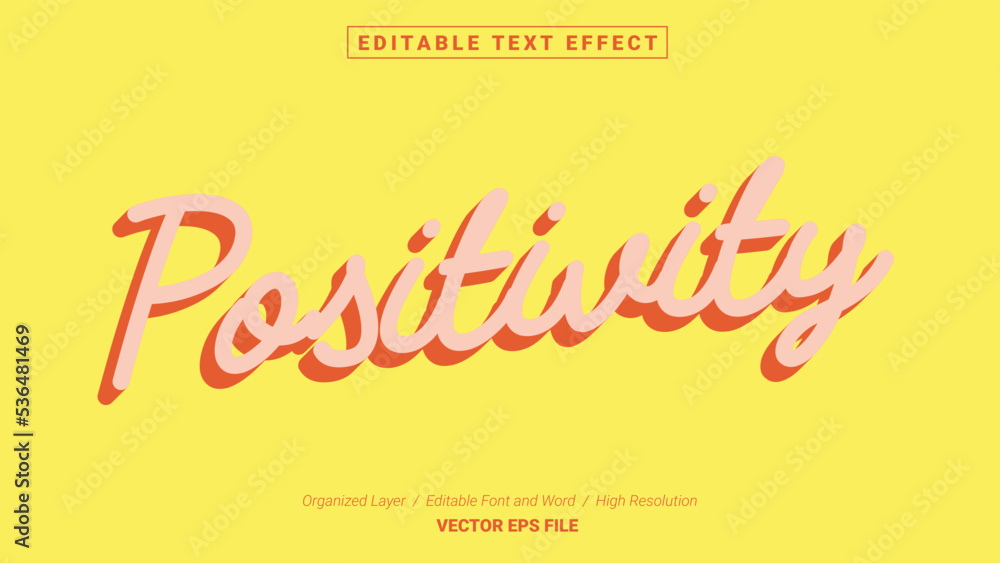 Editable Positivity Font Design. Alphabet Typography Template Text ...