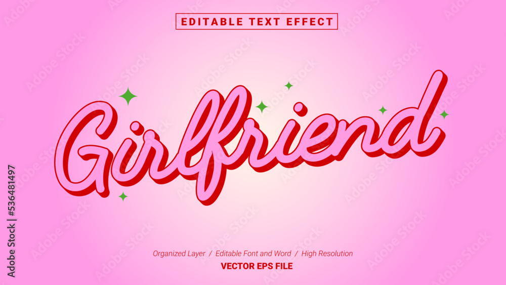 Editable Girlfriend Font Design. Alphabet Typography Template Text ...