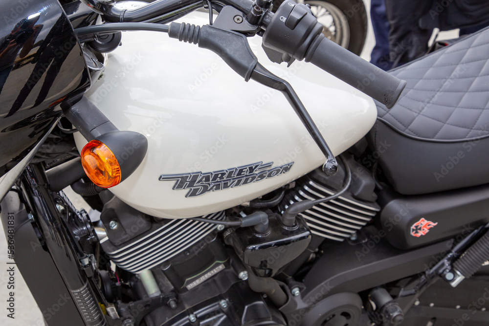 harley davidson us logo text and brand sign on white modern fuel tank ...