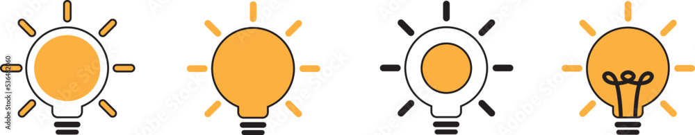 Light bulb icon collection. Lightbulb outline pictogram. Idea icons set ...
