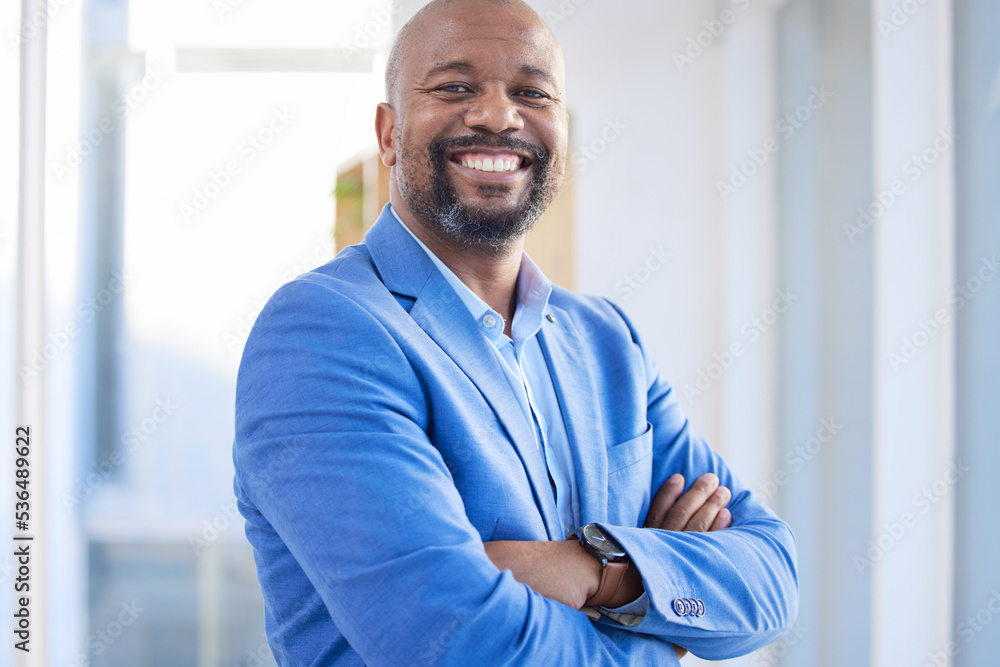 Happy, success and portrait of black man startup ceo, proud, confident ...