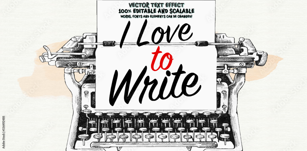Handwritten I Love to Write text, editable text effect template on ...