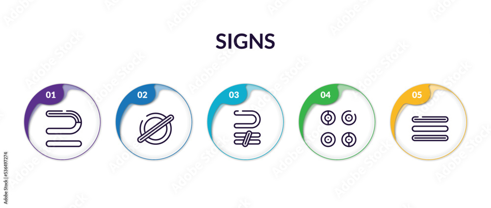 Vecteur Stock set of signs outline icons with infographic template ...