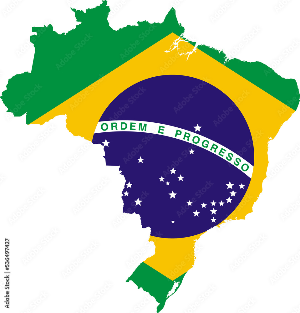 Brazil Map Flag. Brazilian Border Boundary Country Shape Nation ...
