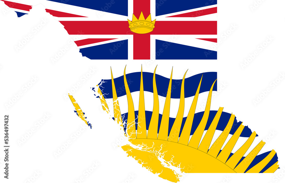 British Columbia Canada Map Flag. BC Canadian Outline Boundary Border ...