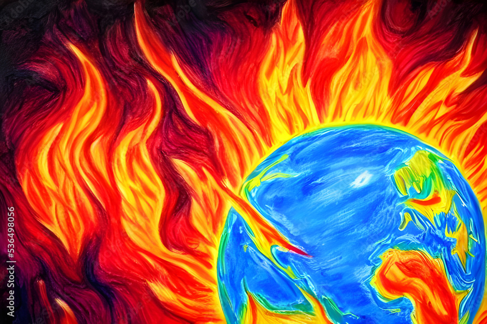 Burning planet earth painted by a child with crayons - children drawing ...