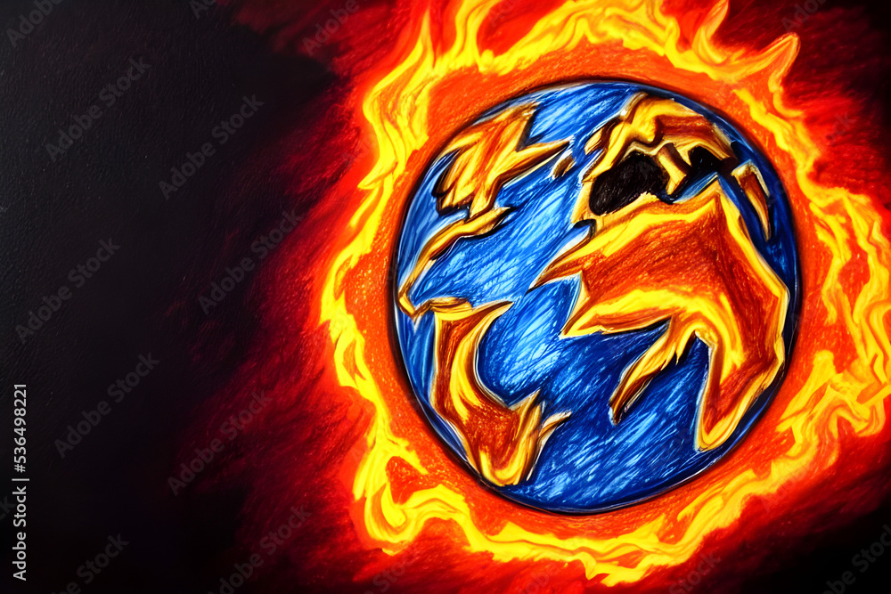 Explosion on Earth painted by a child with crayons - children drawing ...