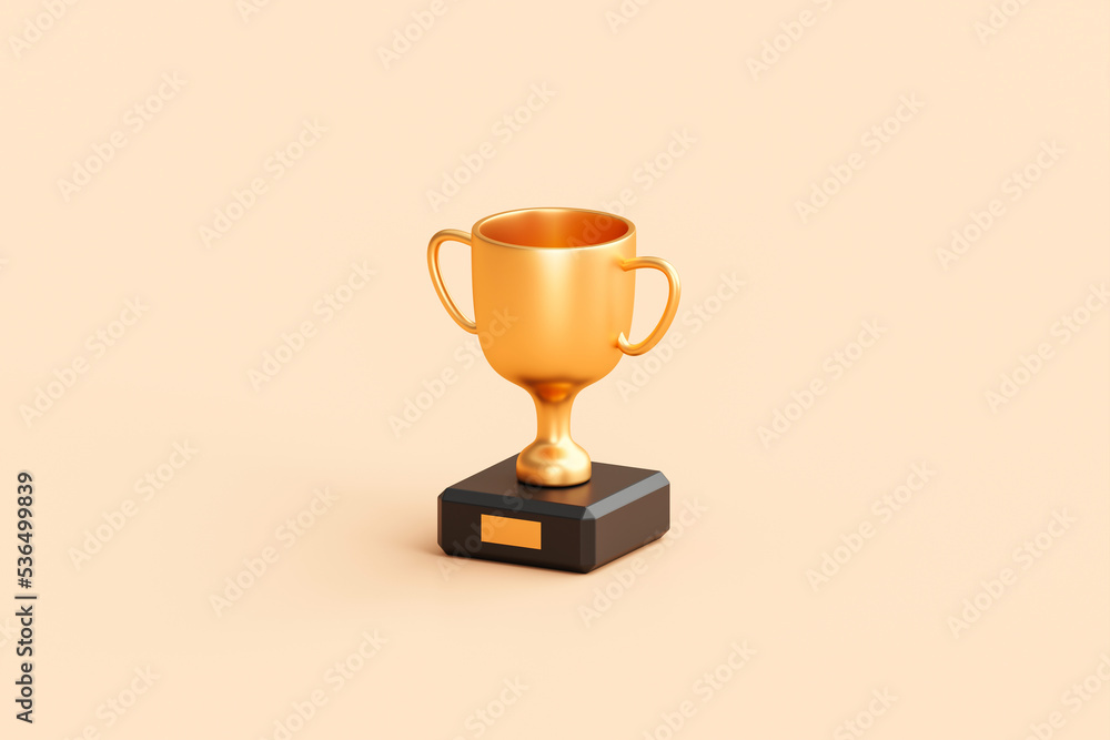 Gold trophy best champion award on success prize winner 3d background ...